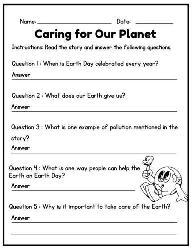 Earth Day Reading Comprehension Passages with Questions for 3rd-6th Grade