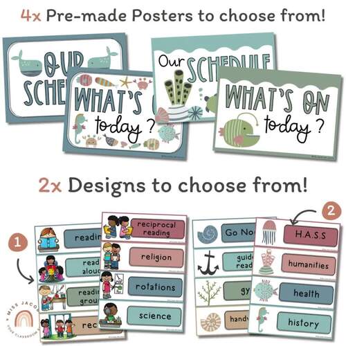 Visual Timetable | Cute Sea Life Classroom Decor | Editable | TPT