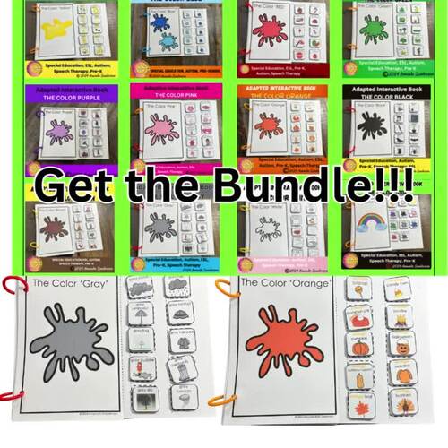 BUNDLE Adapted Color Books Autism Special Education Data, Goals ...