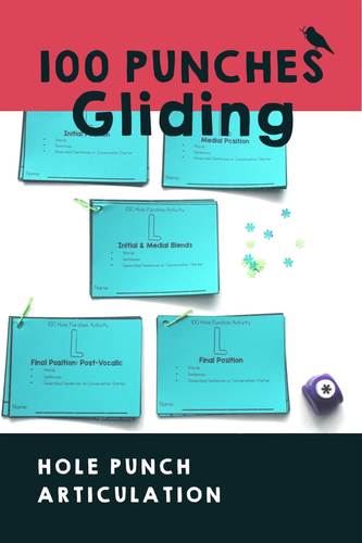 100 Articulation Punch Cards for L and R Sounds - Gliding Remediation