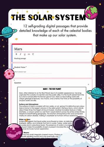 The Solar System - Self-grading Digital Reading Passages + Questions ...