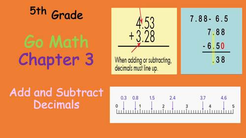 5th Grade Go Math Chapter 3 Lessons - Add and Subtract Decimals | TPT