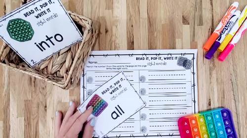 Kinder Sight Words Primer Fidget Bubble Poppers | Read it, Pop it, Write it