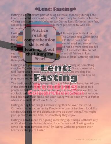 Lent Fasting Catholic Guidelines Reading Comprehension Passage & Discussion