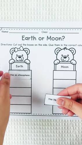 Earth or Moon? Cut and Paste Sorting Activity – Fun, Hands-On Science ...