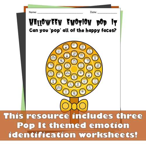 Halloween Emotion Pop It by Whimsy in School Counseling | TpT