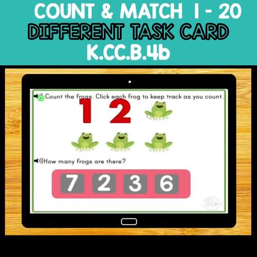 Count and Match 1 - 20 K.CC.B.4b Digital Activity BOOM CARDS™
