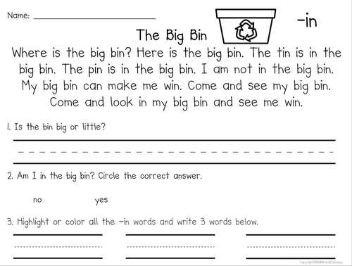 Word Family Short Vowel I Reading Passages (CVC) by Calloway's Corner
