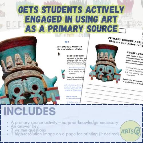 Aztec Religion and Art Activity Mesoamerica Primary Source Worksheet Tlaloc