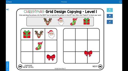 CHRISTMAS Spatial Relations Design Copying BOOM CARDS™ by Sarah Bee OT