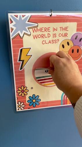 Retro theme where is our class door sign by Blue Whale Counseling