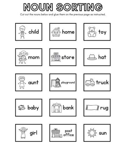 Nouns Sorting Worksheet, Parts of Speech Activity, Grammar Practice ...