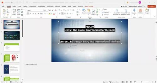 BBB4M INTERENATIONAL BUSINESS - Strategic Entry into International Markets