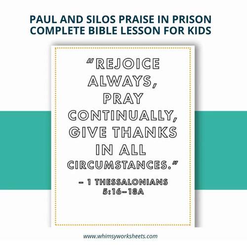 Paul and Silas Bible Lesson for Kids | Acts 16 Praise in Prison Printable