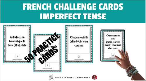 French Imperfect Tense Challenge Task Cards Activity - Imparfait