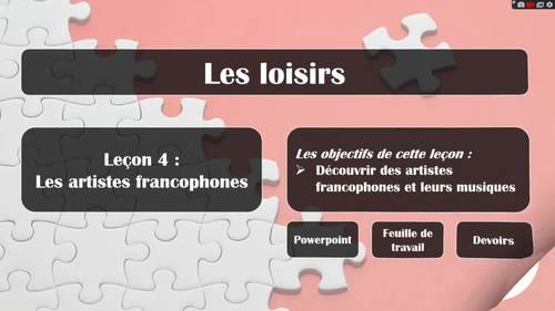 Les loisirs - les artistes francophones by LA BRUNETTE | TpT