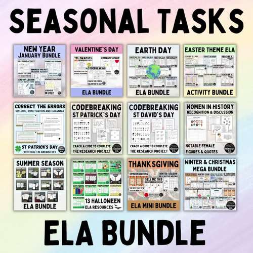 Seasonal ELA BUNDLE | Spring, Summer, Autumn, Winter | Holidays and ...