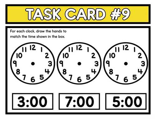 Telling Time to the Hour | Write & Wipe Task Cards for 1st Grade