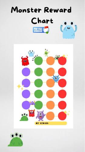 Monster Sticker Rewards Chart, Potty Training, Behaviour Goals, Kids ...