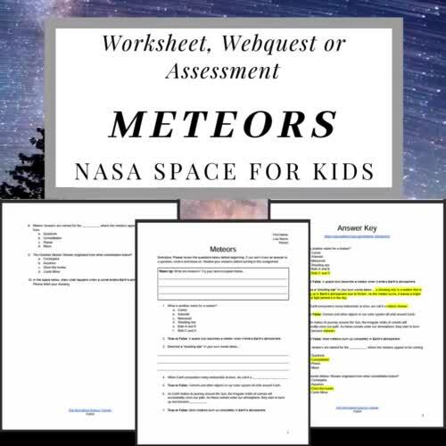 What are Meteors? Quick Assessment, Worksheet or Webquest | TPT