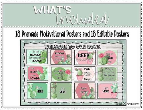 Cacti Motivational Posters Editable by ALD Creations | TPT