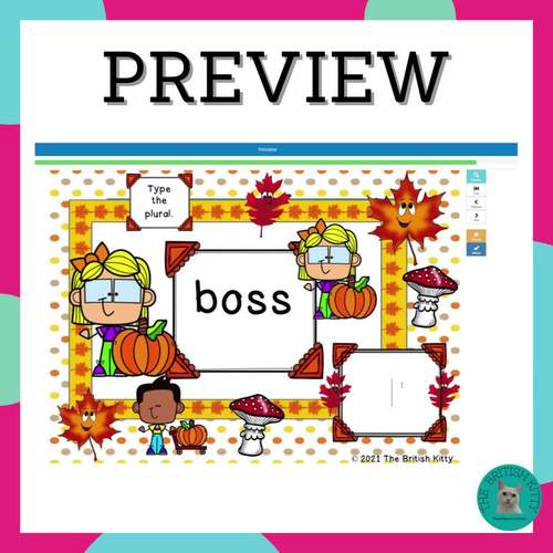 Fall Fun Plural Nouns -S -ES -IES Boom Cards™ by The British Kitty