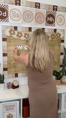 Neutral Back to School Bulletin Board by Confetti and Creativity