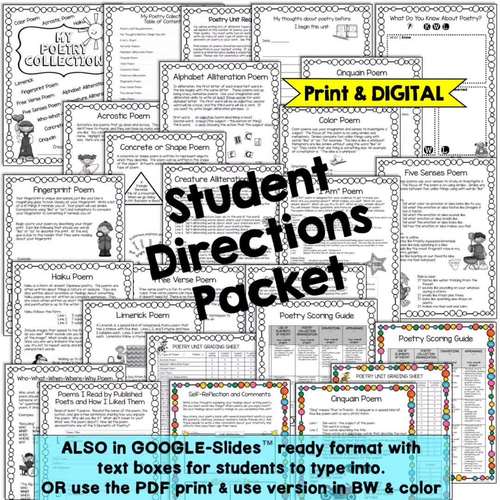 Poetry Project and Poetry Writing Unit Elementary BUNDLE 6 Products ...