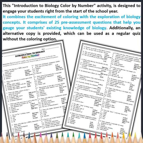 Introduction to Biology Color by Number | Biology First Day of School ...