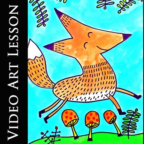 FOX IN THE FOREST Art Lesson | Directed Drawing & Watercolor Painting ...