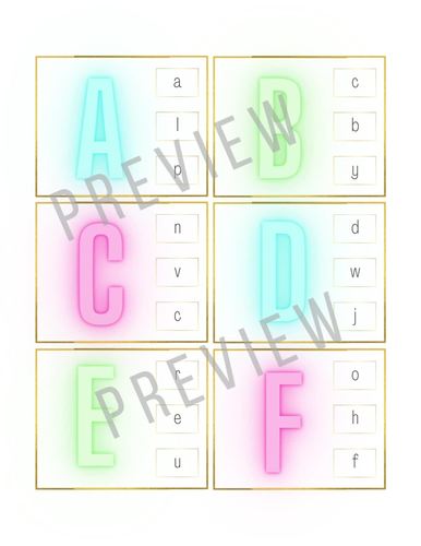 Letter Matching Uppercase and Lowercase | Alphabet Clip Card Task Cards