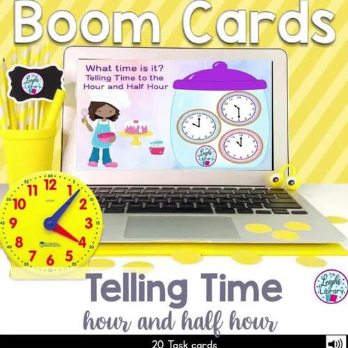 Boom Cards™ Telling Time to the Hour and Half Hour by Leigh's Library