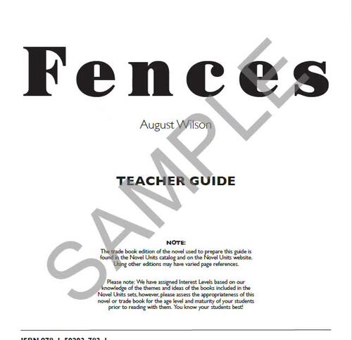 Fences Novel Units® Teacher Guide Novel Study | TPT