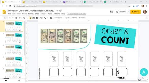 Counting Money Activities in Google Slides |Counting Bills |Money Word ...