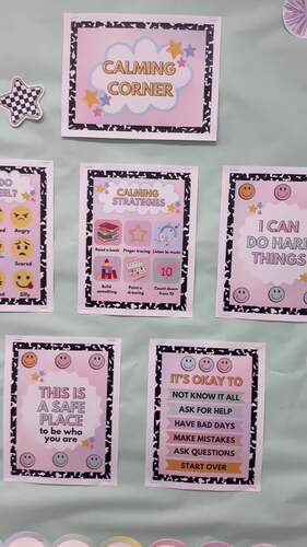 Pastel Calming Corner Posters | Smiley Face Pastel Decor by MsFinTK