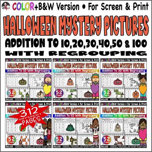 ADD To 10 20 30 40 50 100 with Regrouping | Number Line | Halloween ...