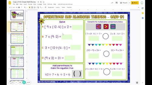 5th Grade Math Review Test Prep by Teaching With a Mountain View