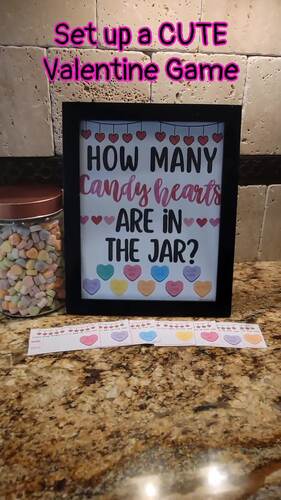 Valentine's Candy Hearts Guessing Game - includes 8x10 sign + guessing ...