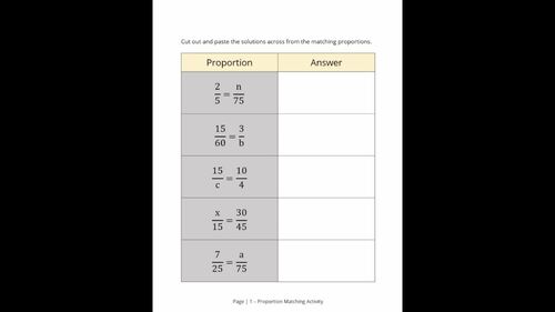 Proportion Matching Activity by Algebra Beagle | TPT