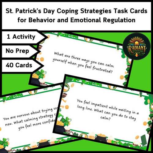 St Patrick Coping Strategies Task Cards for Behavior and Emotional ...