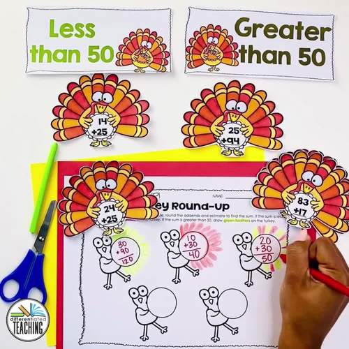 Estimating w/ Addition & Subtraction: Thanksgiving Math Activities for Fall