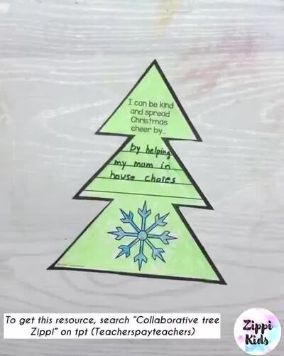 Christmas Tree Tessellation Craft, Collaborative Kindness, Bulletin Board