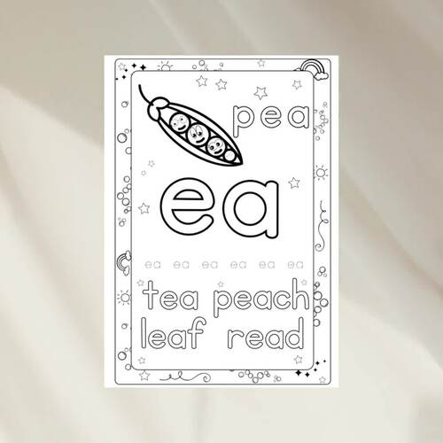 Phonics Phase 3 Colouring and Tracing sheets, make learning sounds Easy ...