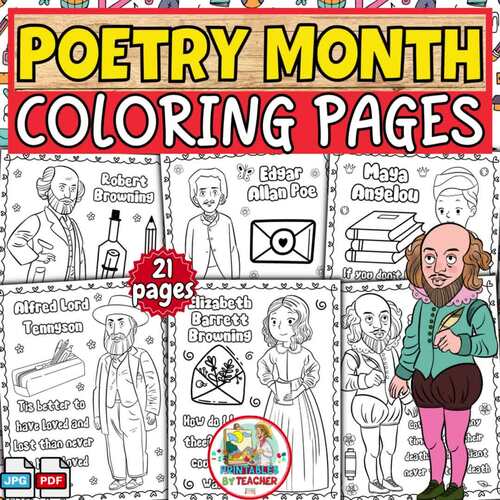 National Poetry Month activities | Famous Poets Coloring Pages April ...