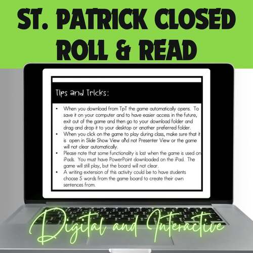St. Patrick Roll & Read Multisyllabic Closed Words Sentences Digital ...