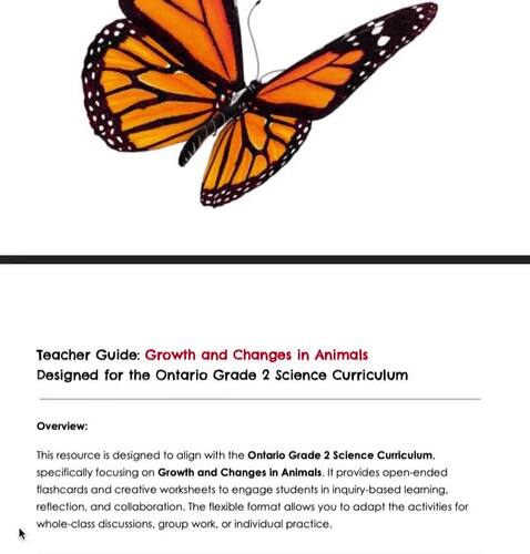 Grade 2 Ontario Science: Animal Growth & Changes Flashcards & Worksheets