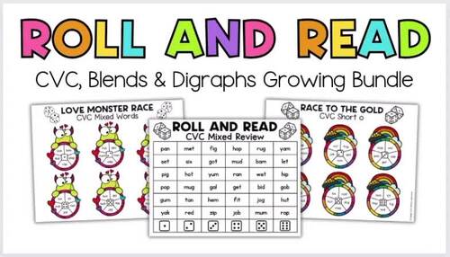 Short Vowel CVC Words | Roll and Read Fluency Practice Games Bundle