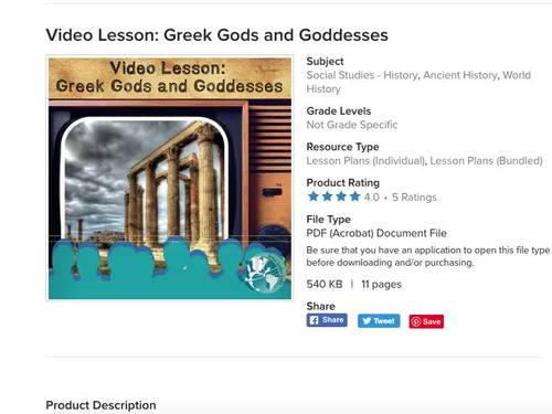 Video Lesson: Greek Gods and Goddesses by Social Studies Studio | TPT