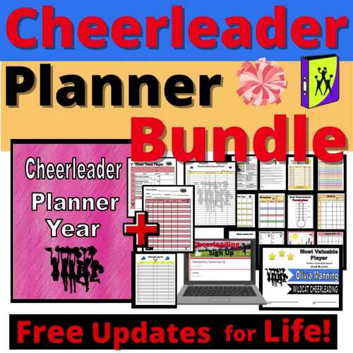 Cheerleader Planner Bundle Cheerleading Coach Records Cheer Digital Print