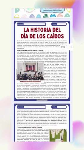 Día de los Caídos Lectura Memorial Day Spanish Reading Comprehension ...